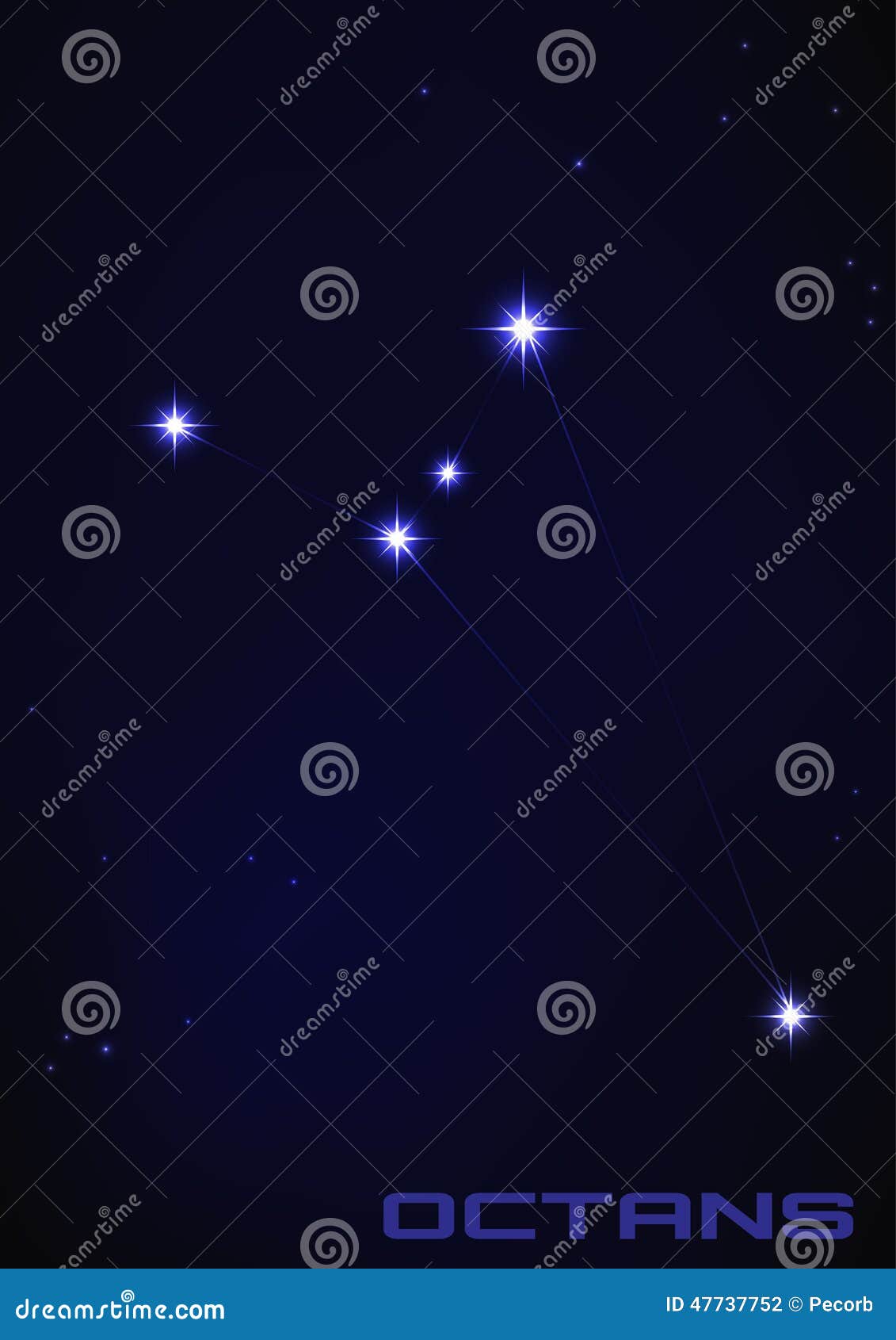 Constellation Octans, Octant, Night Star Sky Vector Illustration ...