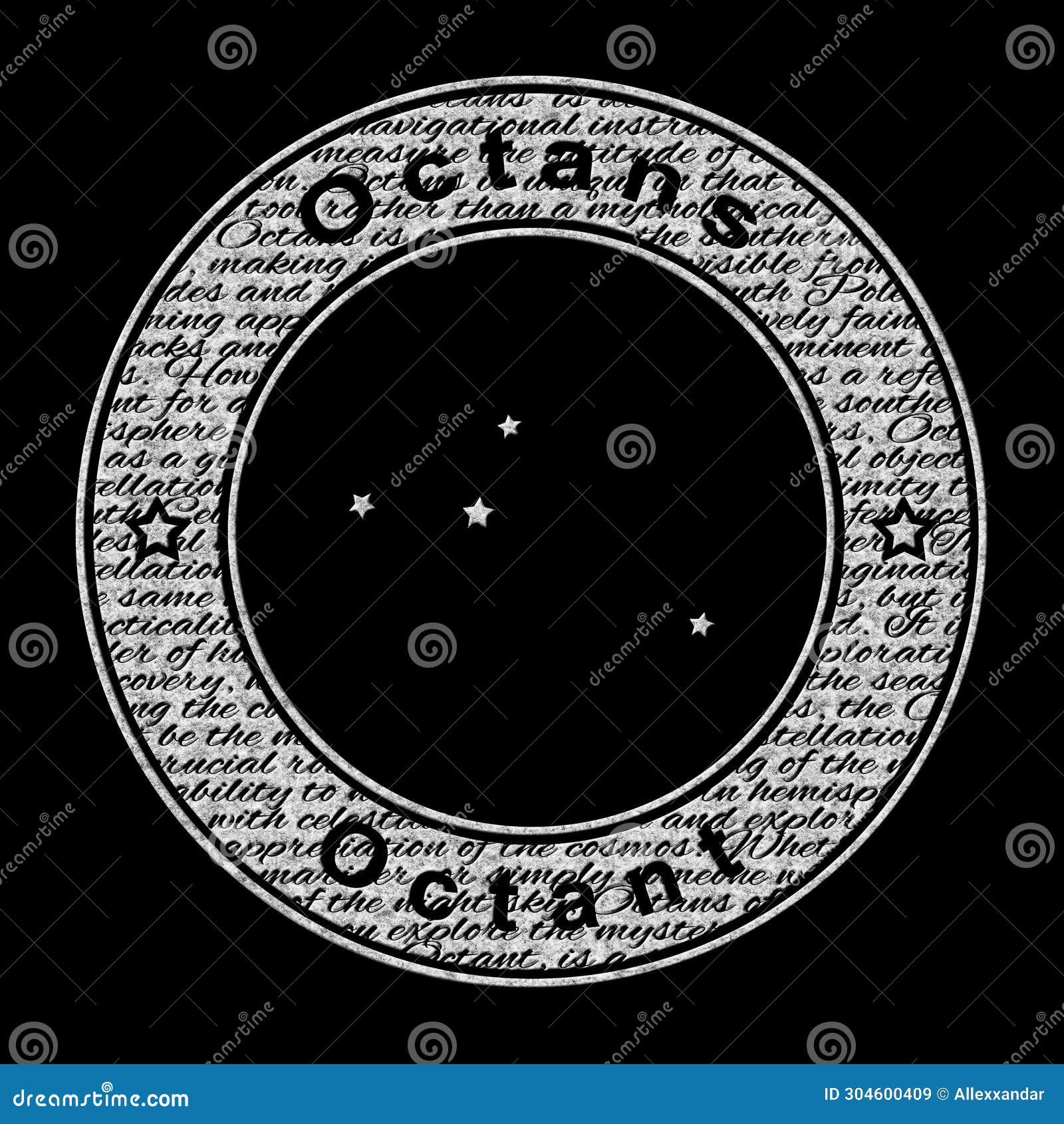 Octans The Octant Constellation Map On A Starry Space Background. Stars ...