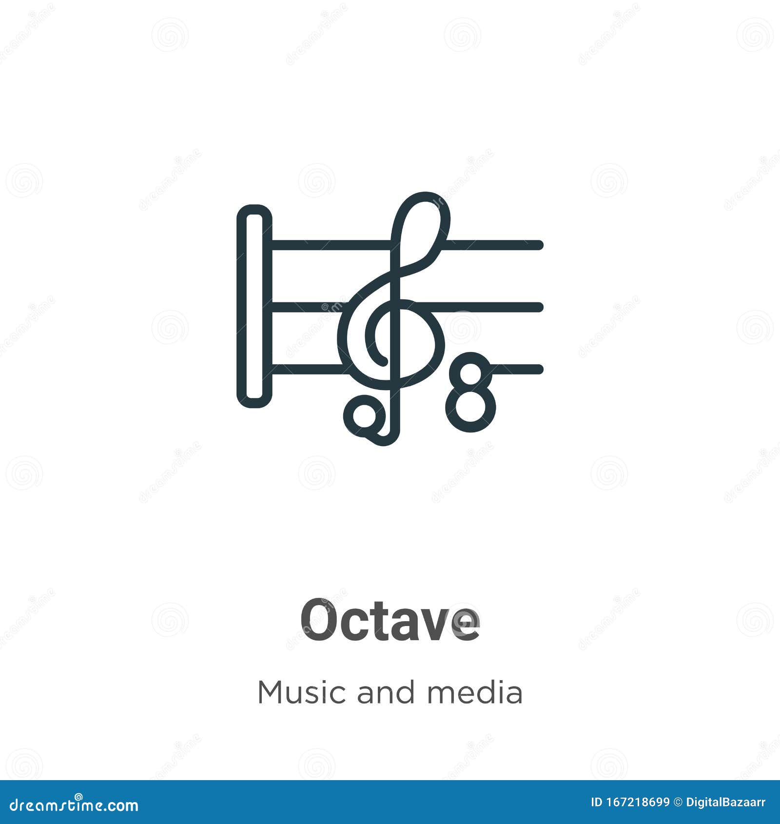 Outline Octave Clef Vector Icon. Isolated Black Simple Line Element ...