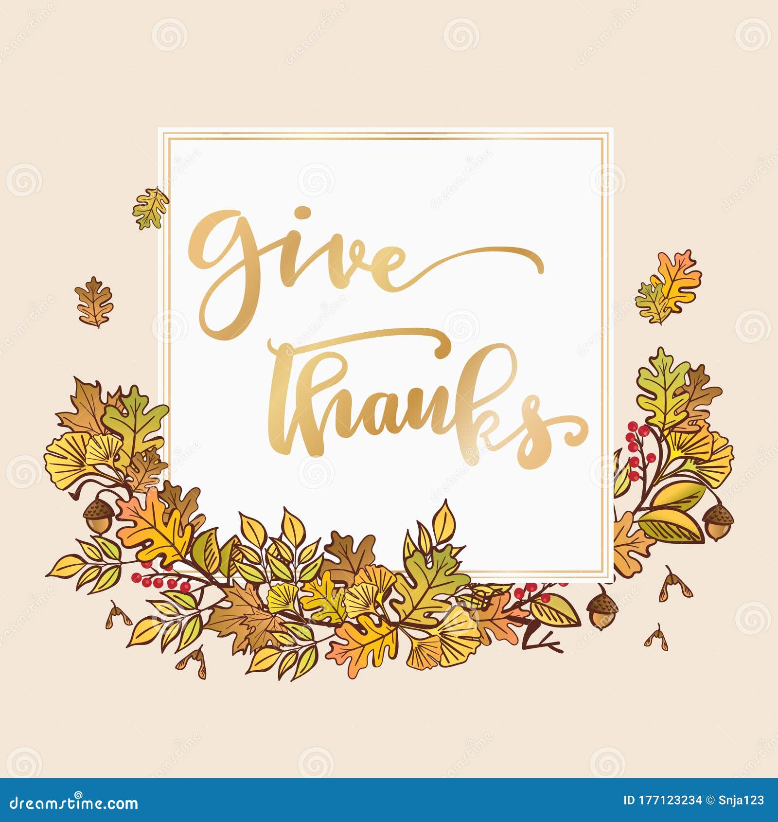 Give Thanks - Vector Illustration Thanksgiving Card Stock Vector ...