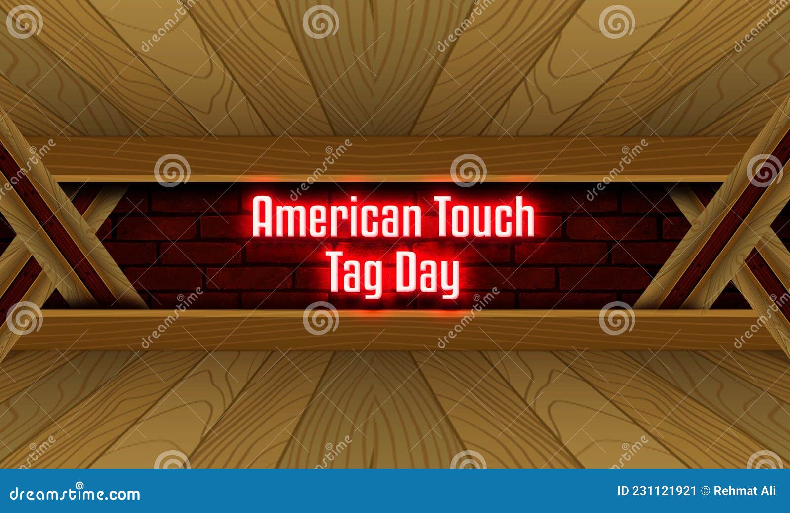 October, American Touch Tag Day, Neon Text Effect on Bricks Background ...