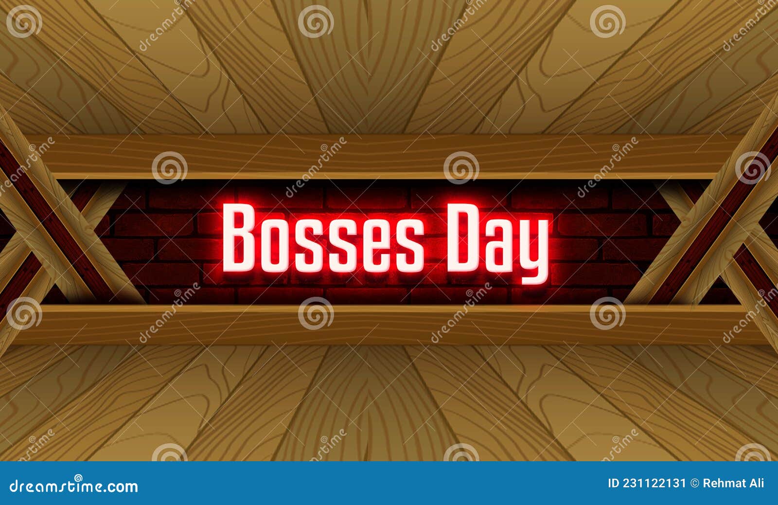 October, Bosses Day, Neon Text Effect on Bricks Background Stock ...