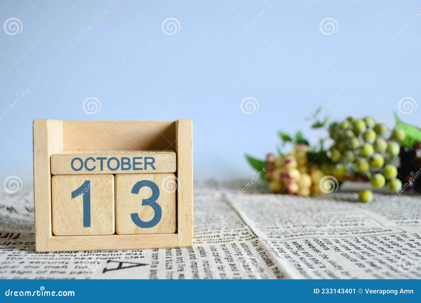 October 13, Calendar Cover Design with Number Cube with Fruit on ...