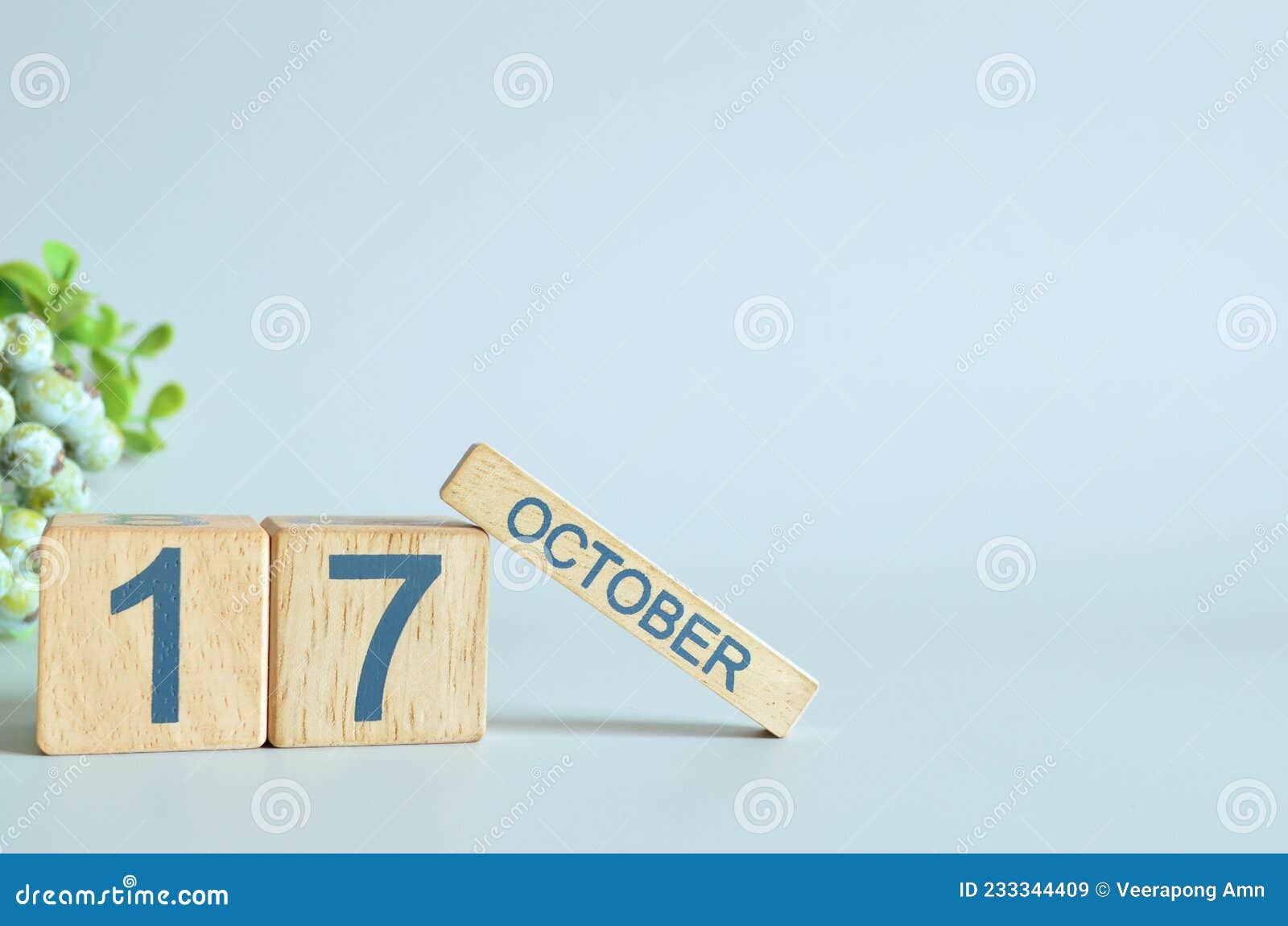 October 17, Calendar Cover Design with Number Cube with Green Fruit on ...