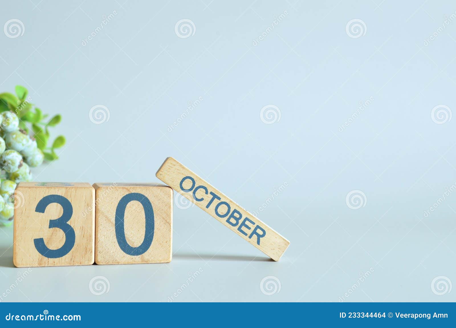 October 30, Calendar Cover Design with Number Cube with Green Fruit on ...