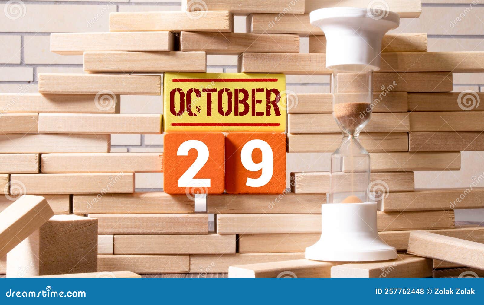October 29 Calendar Date Text on Wooden Blocks with Copy Space for ...