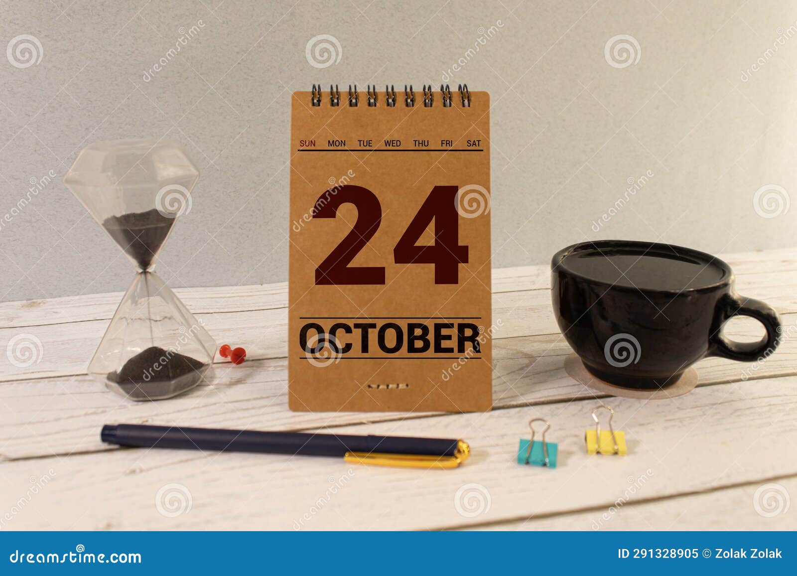 October 24 Calendar Date Text on Wooden Blocks with Copy Space for ...