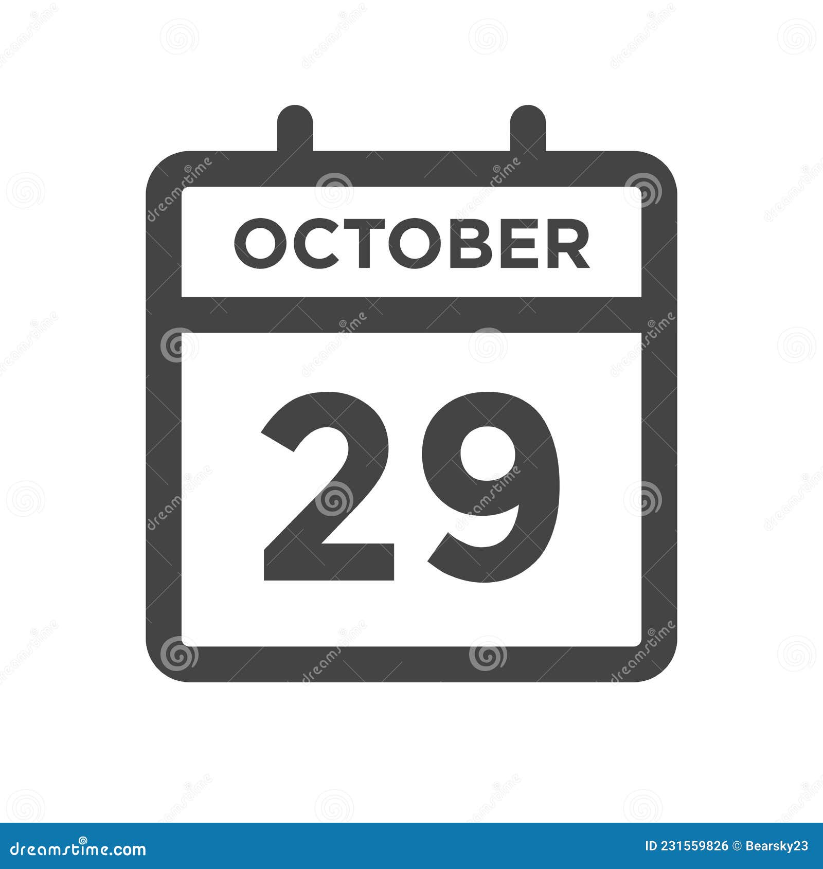 October 29 Calendar Day or Calender Date for Deadlines or Appointment ...