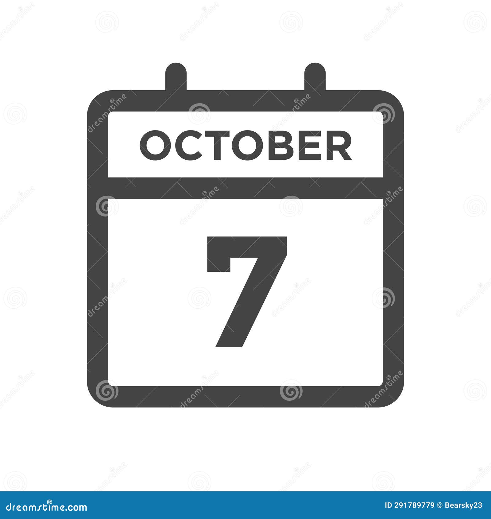 October 7 Calendar Day or Calender Date for Deadlines or Appointment ...
