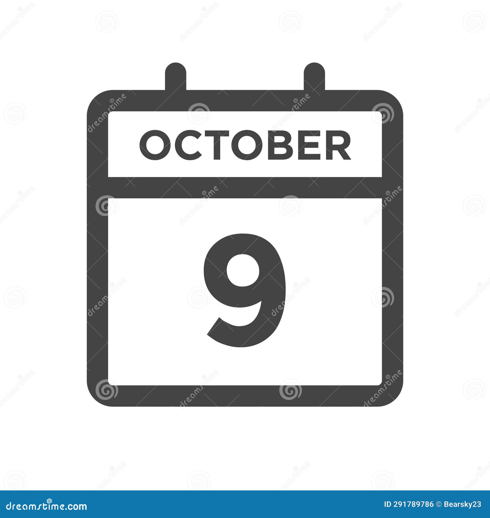 October 9 Calendar Day or Calender Date for Deadlines or Appointment ...