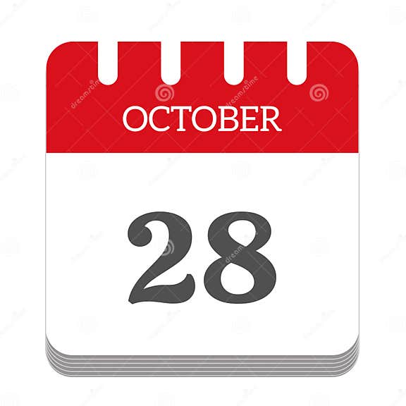 October 28 Calendar Flat Icon Stock Illustration - Illustration of flat ...