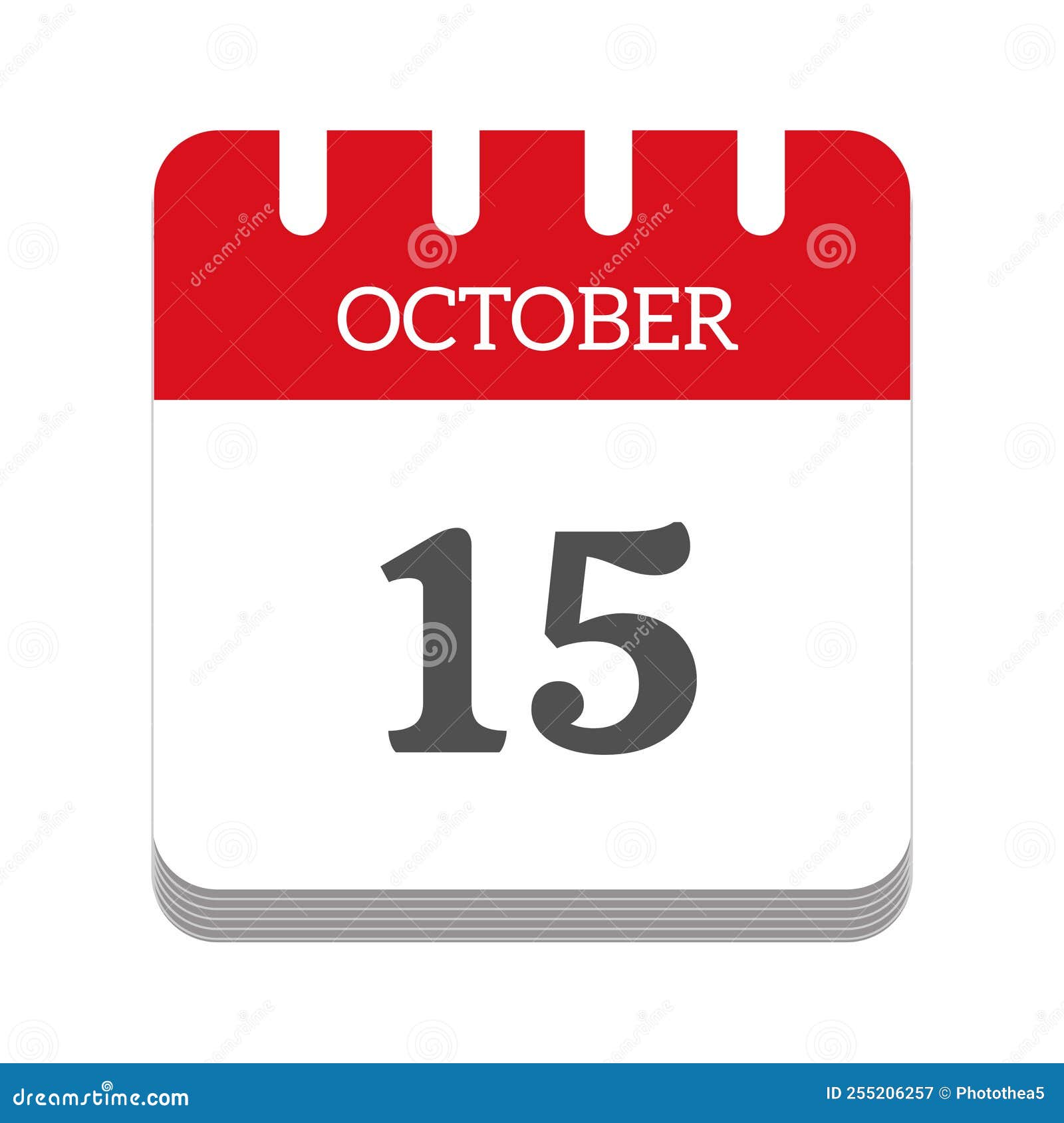October 15 Calendar Flat Icon Stock Illustration - Illustration of page ...
