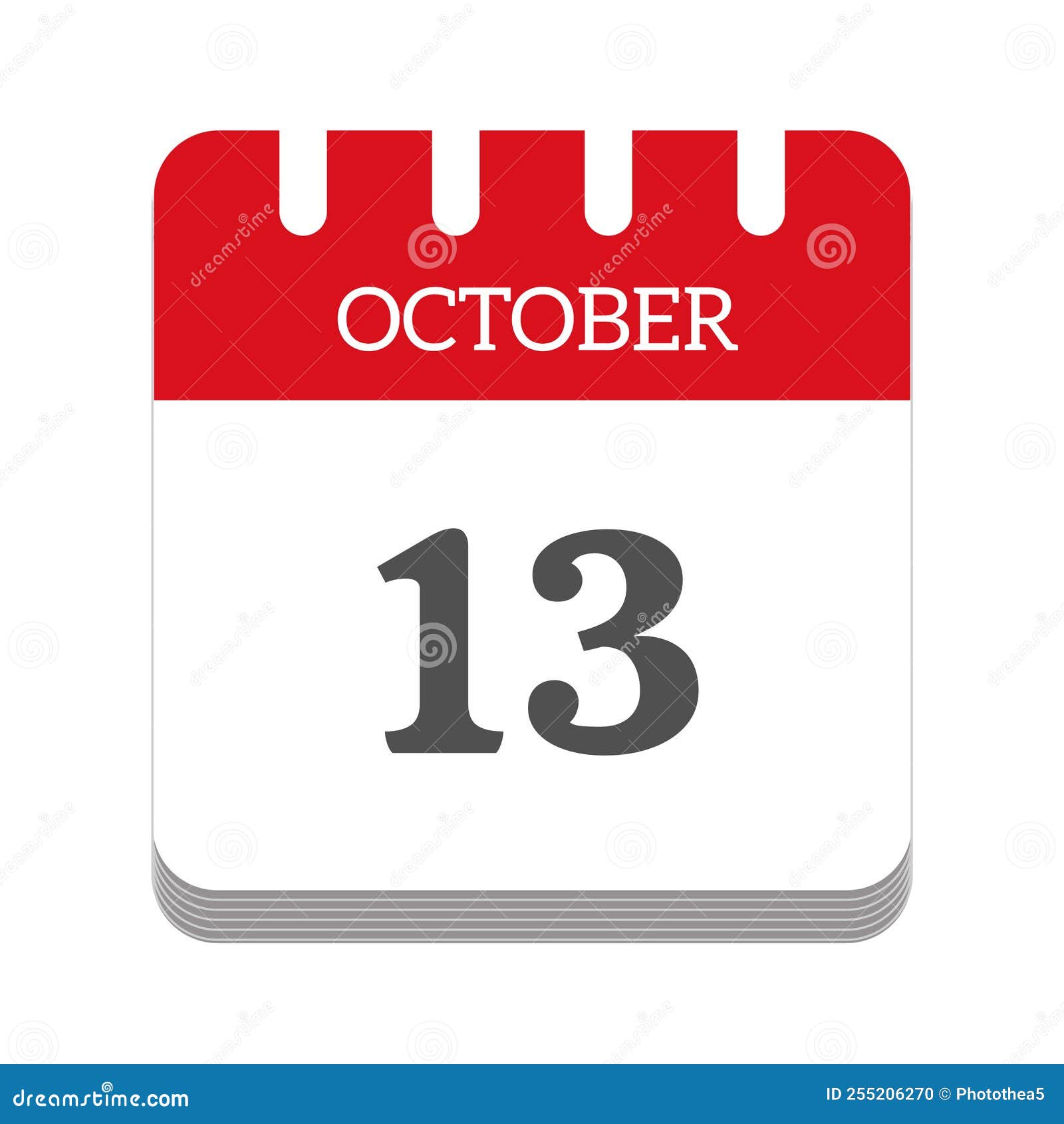 October 13 Calendar Flat Icon Stock Illustration - Illustration of icon ...