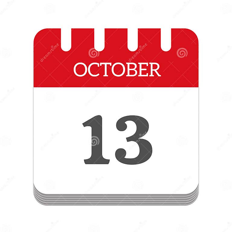 October 13 Calendar Flat Icon Stock Illustration - Illustration of icon ...