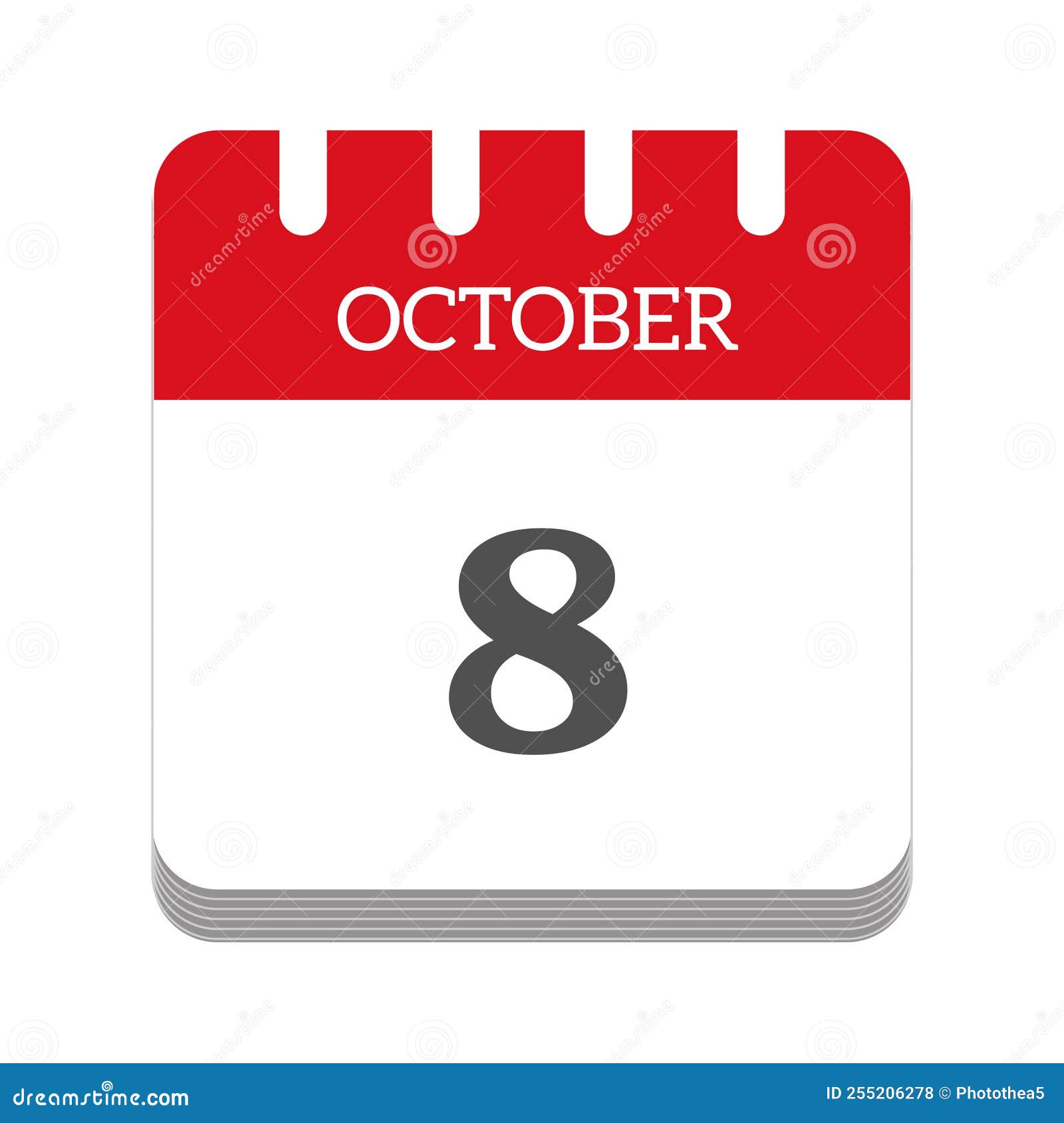 October 8 Calendar Flat Icon Stock Illustration - Illustration of page ...