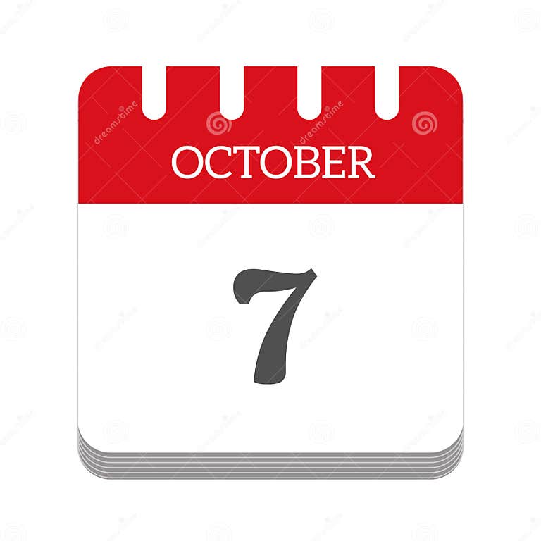 October 7 Calendar Flat Icon Stock Illustration - Illustration of ...