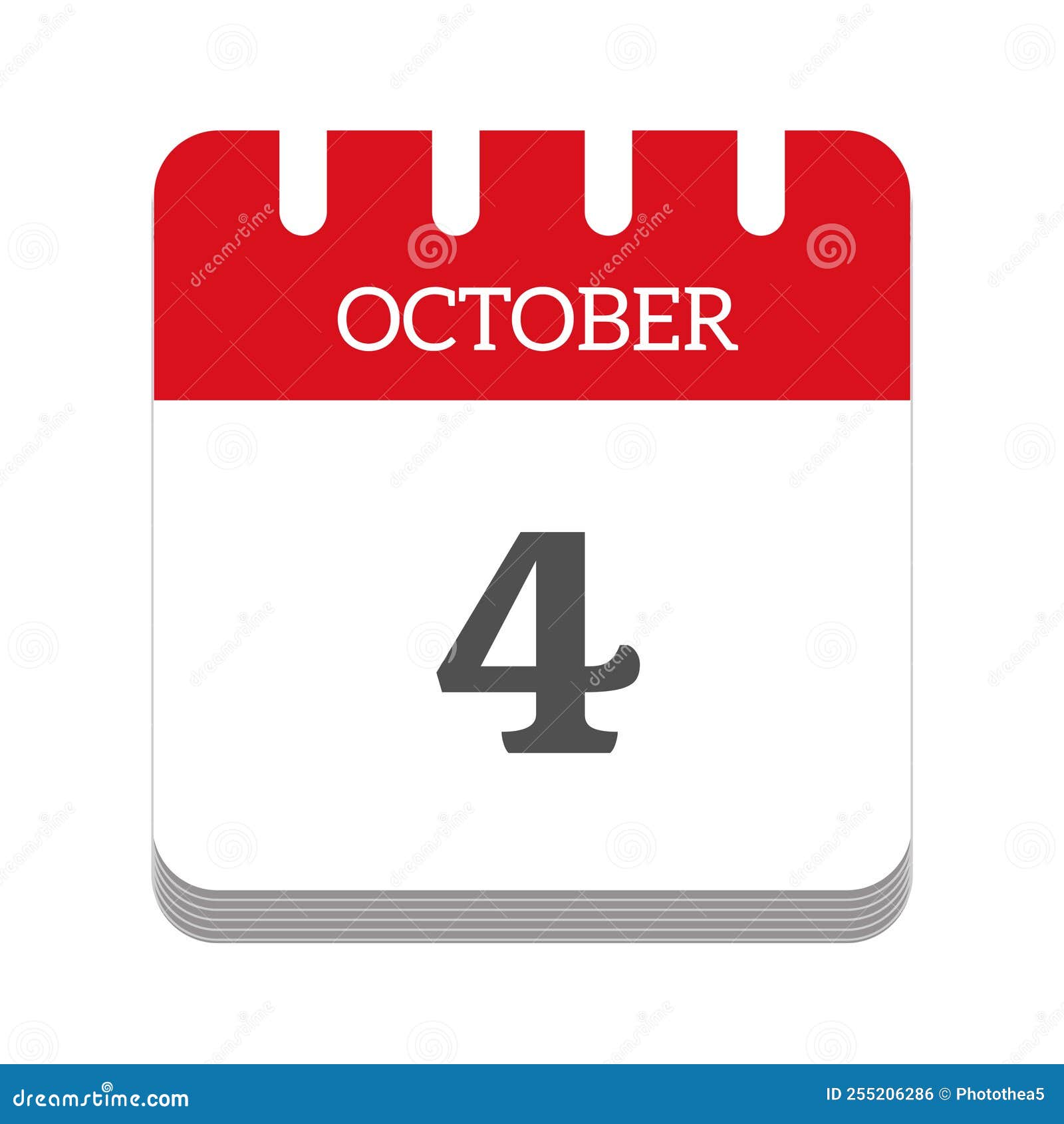 October 4 Calendar Flat Icon Stock Illustration - Illustration of ...