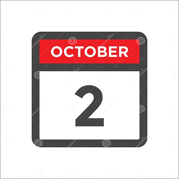 October 2 Calendar Icon with Day of Month Stock Vector - Illustration ...