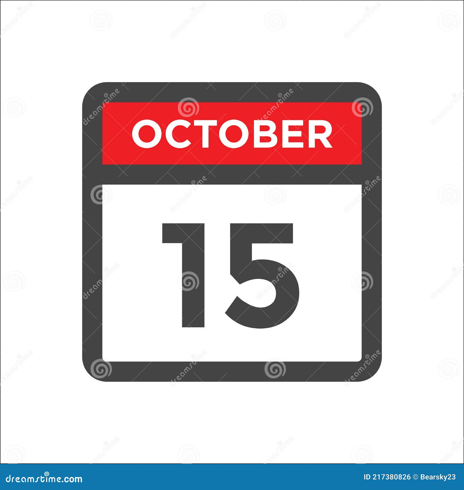 October 15 Calendar Icon with Day of Month Stock Vector - Illustration ...