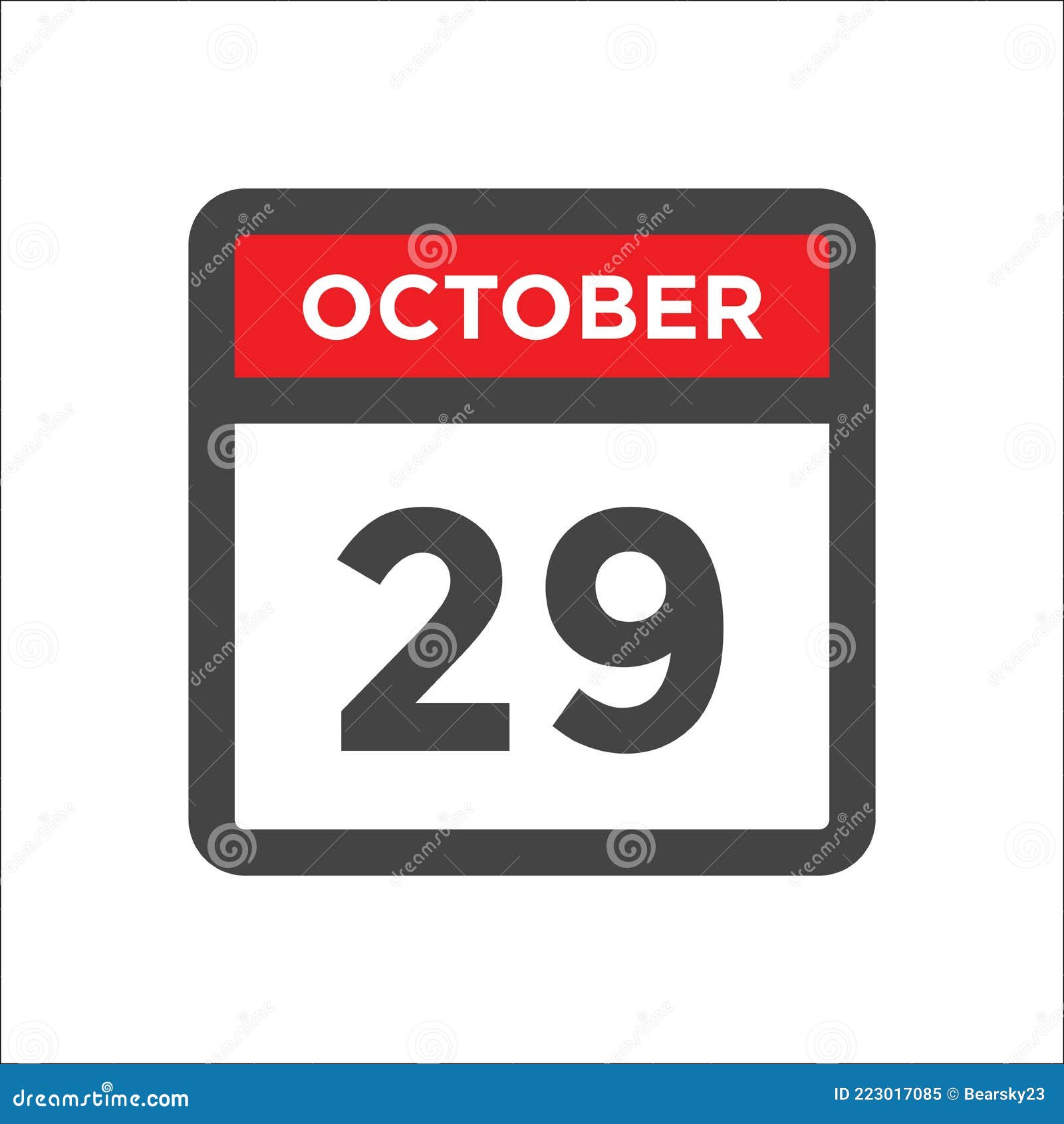 October 29 Calendar Icon with Day of Month Stock Vector - Illustration ...