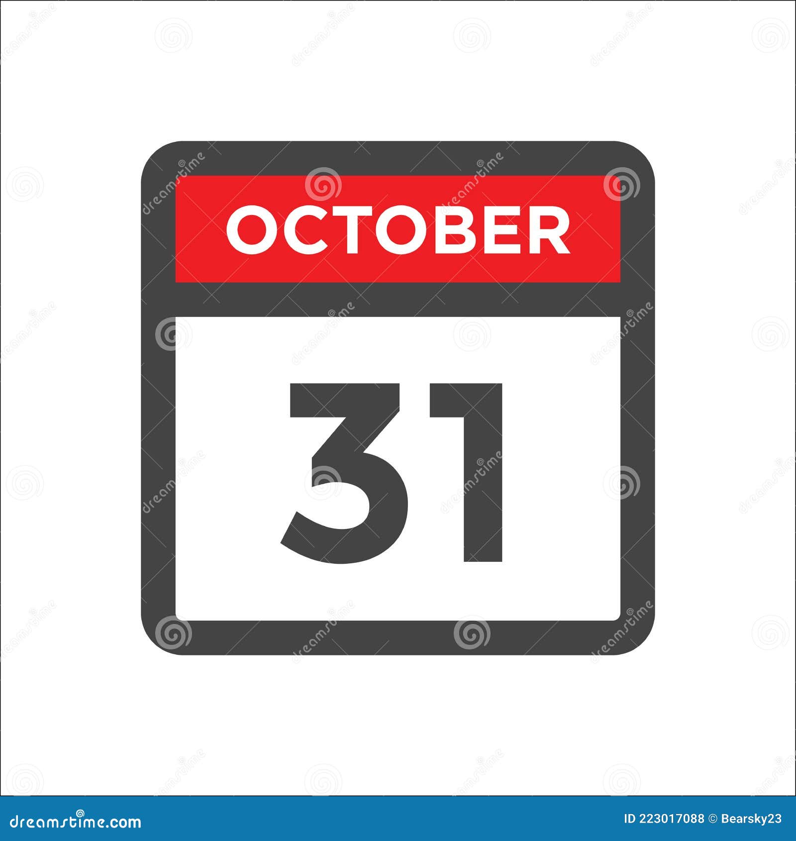 October 31 Calendar Icon with Day of Month Stock Vector - Illustration ...