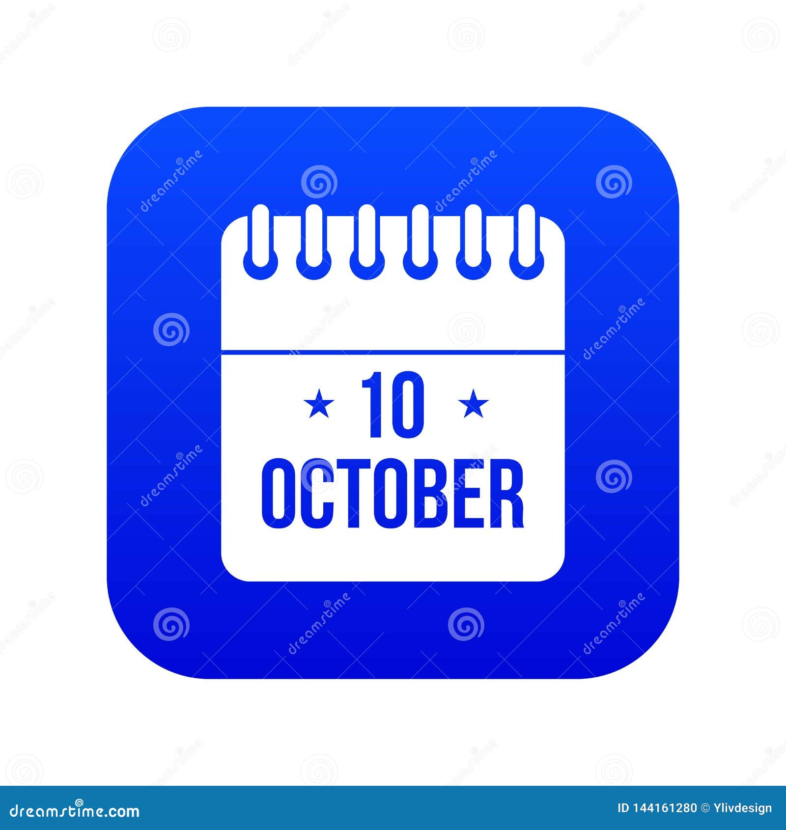 10 October Calendar Icon Digital Blue Stock Vector - Illustration of ...