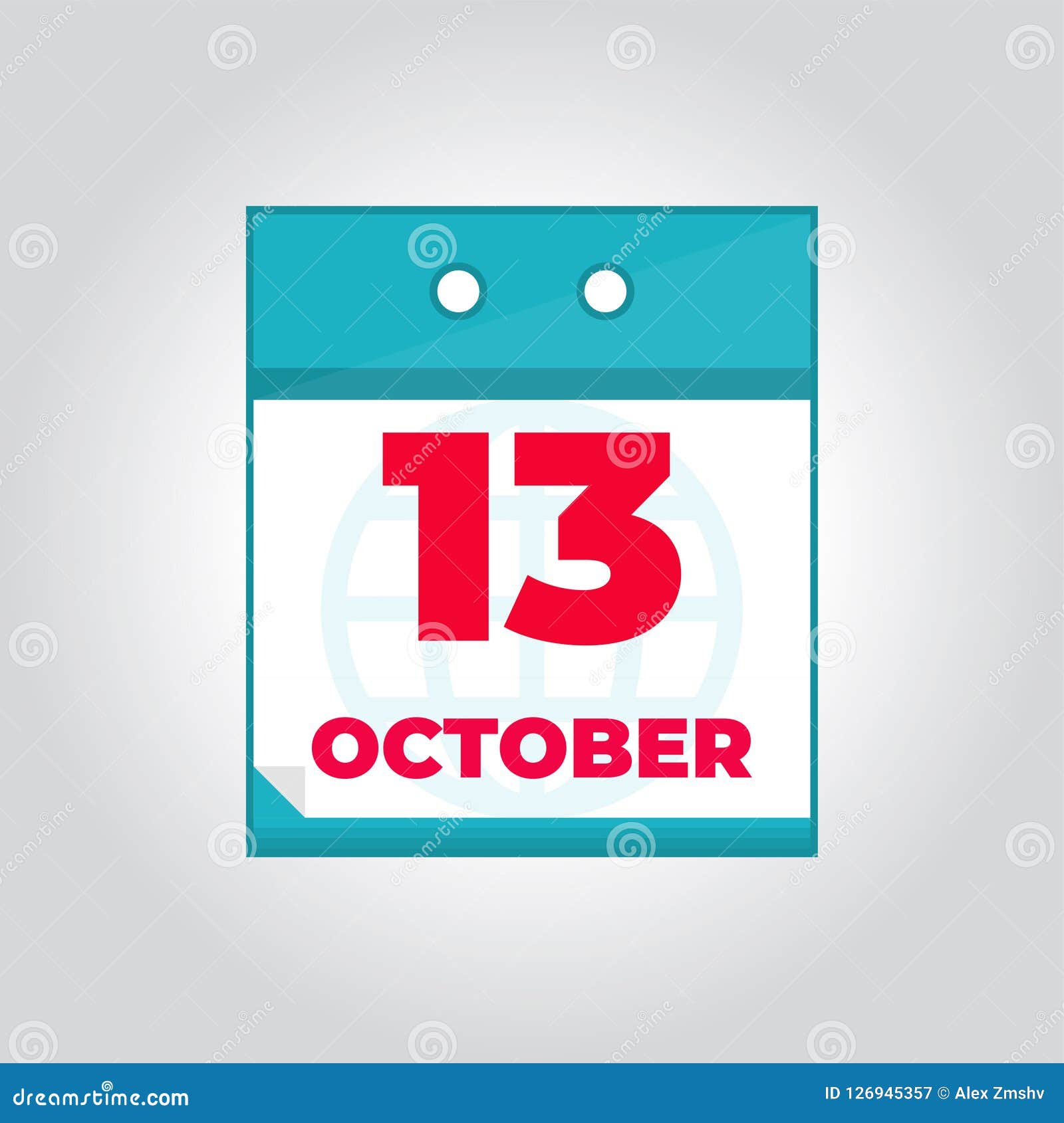 13 October Flat Vector daily Calendar Icon Stock Vector - Illustration ...