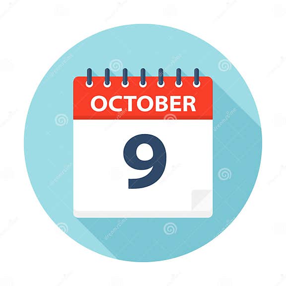 October 9 - Calendar Icon stock illustration. Illustration of october ...