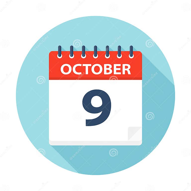 October 9 - Calendar Icon stock illustration. Illustration of october ...