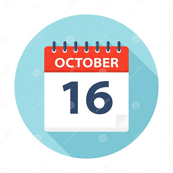 October 16 - Calendar Icon stock illustration. Illustration of white ...