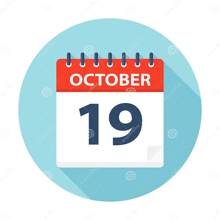 October 19 - Calendar Icon stock illustration. Illustration of round ...