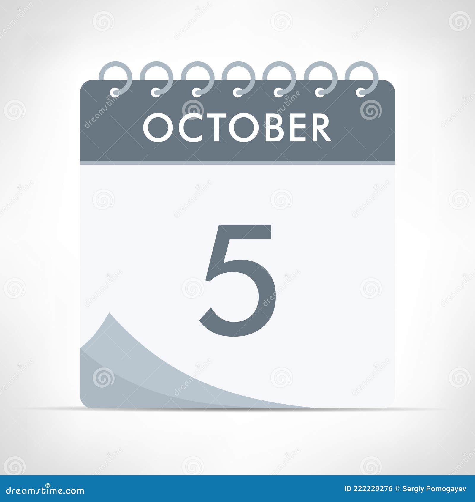 October 5 - Calendar Icon stock vector. Illustration of white - 222229276