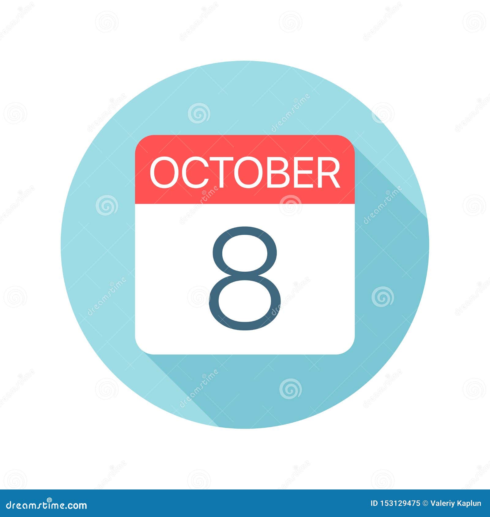 October 8 - Calendar Icon. Vector Illustration of One Day of Month ...