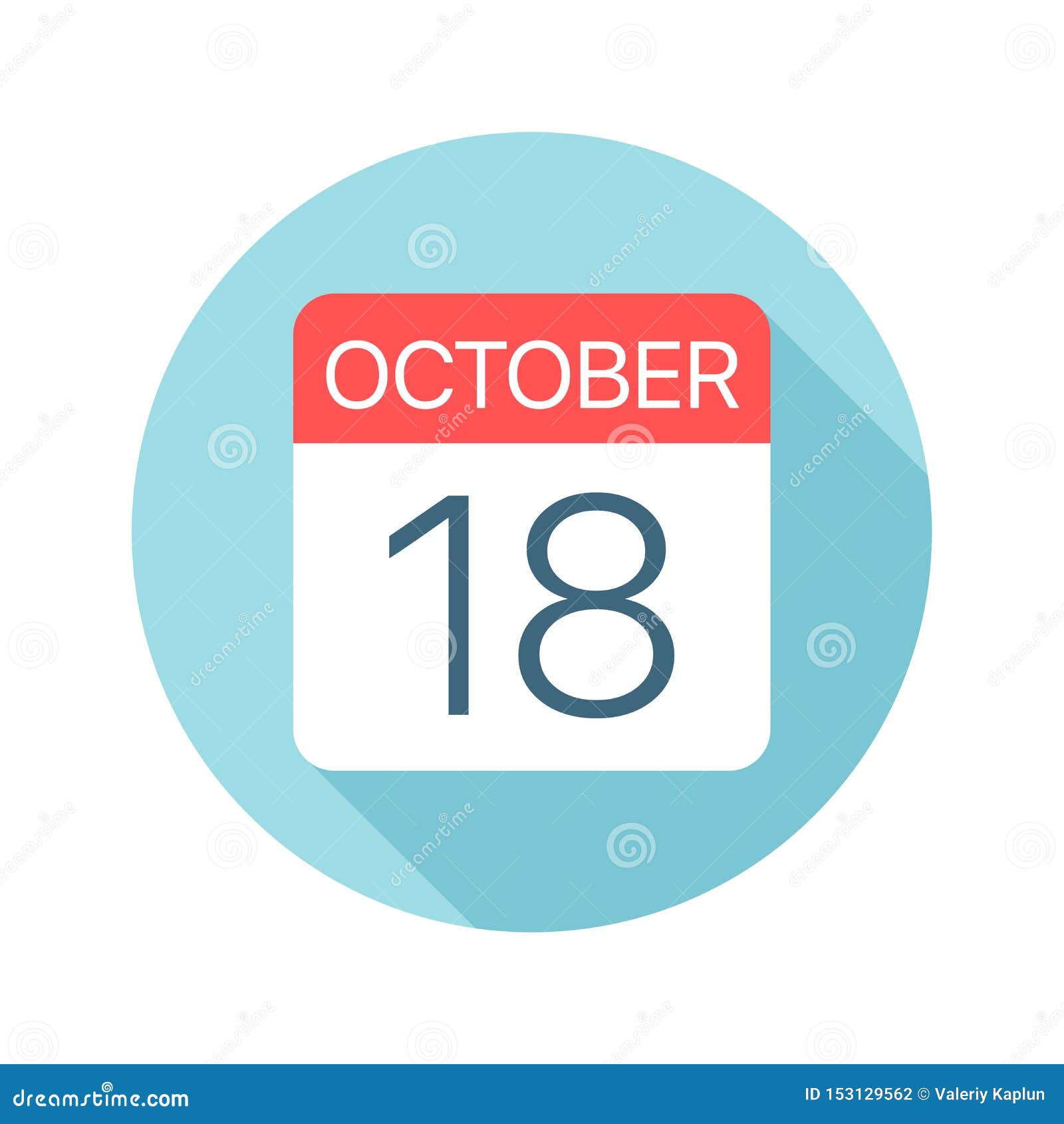 October 18 - Calendar Icon. Vector Illustration of One Day of Month ...
