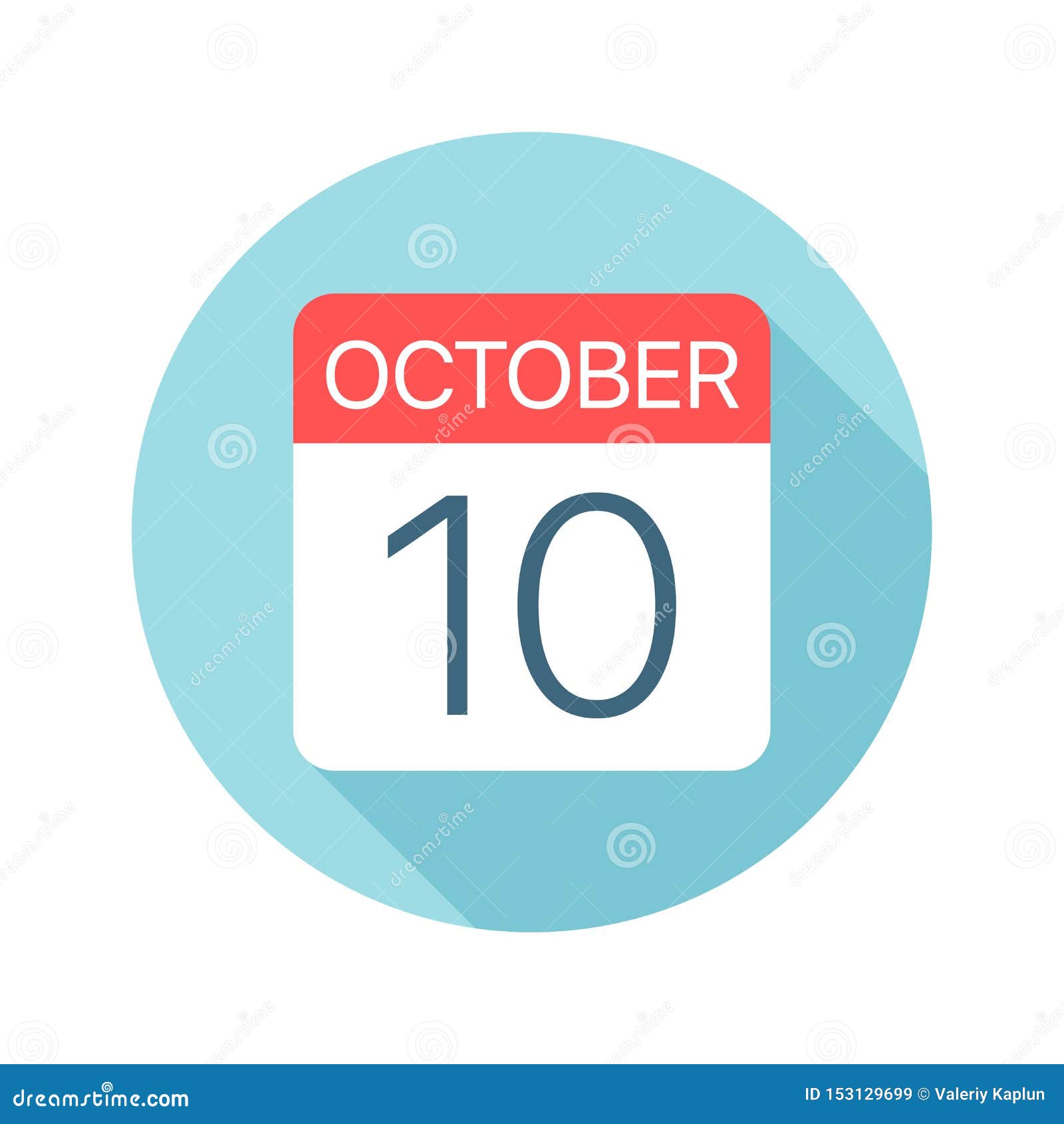 October 10 - Calendar Icon. Vector Illustration of One Day of Month ...