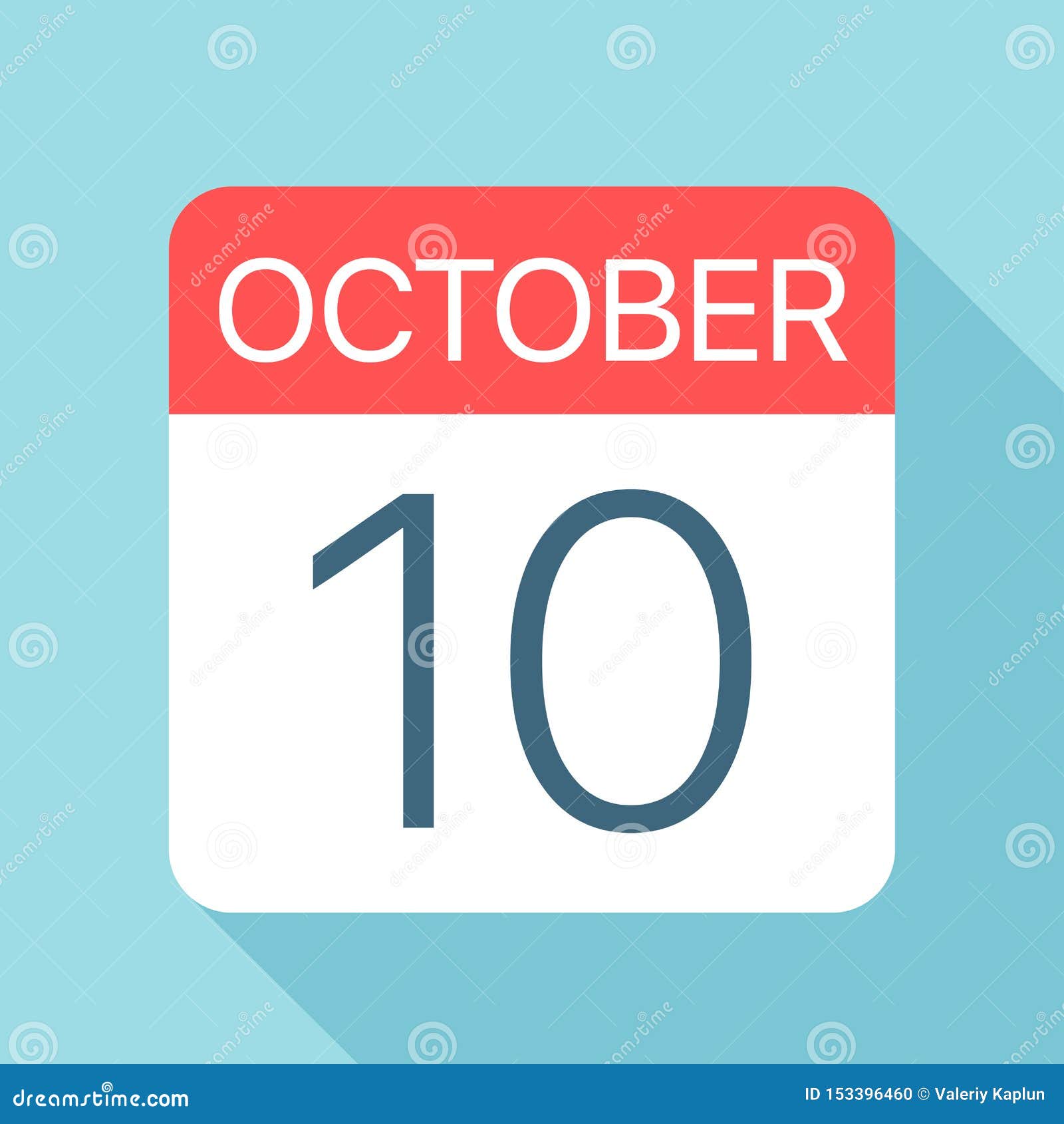 October 10 - Calendar Icon. Vector Illustration of One Day of Month ...
