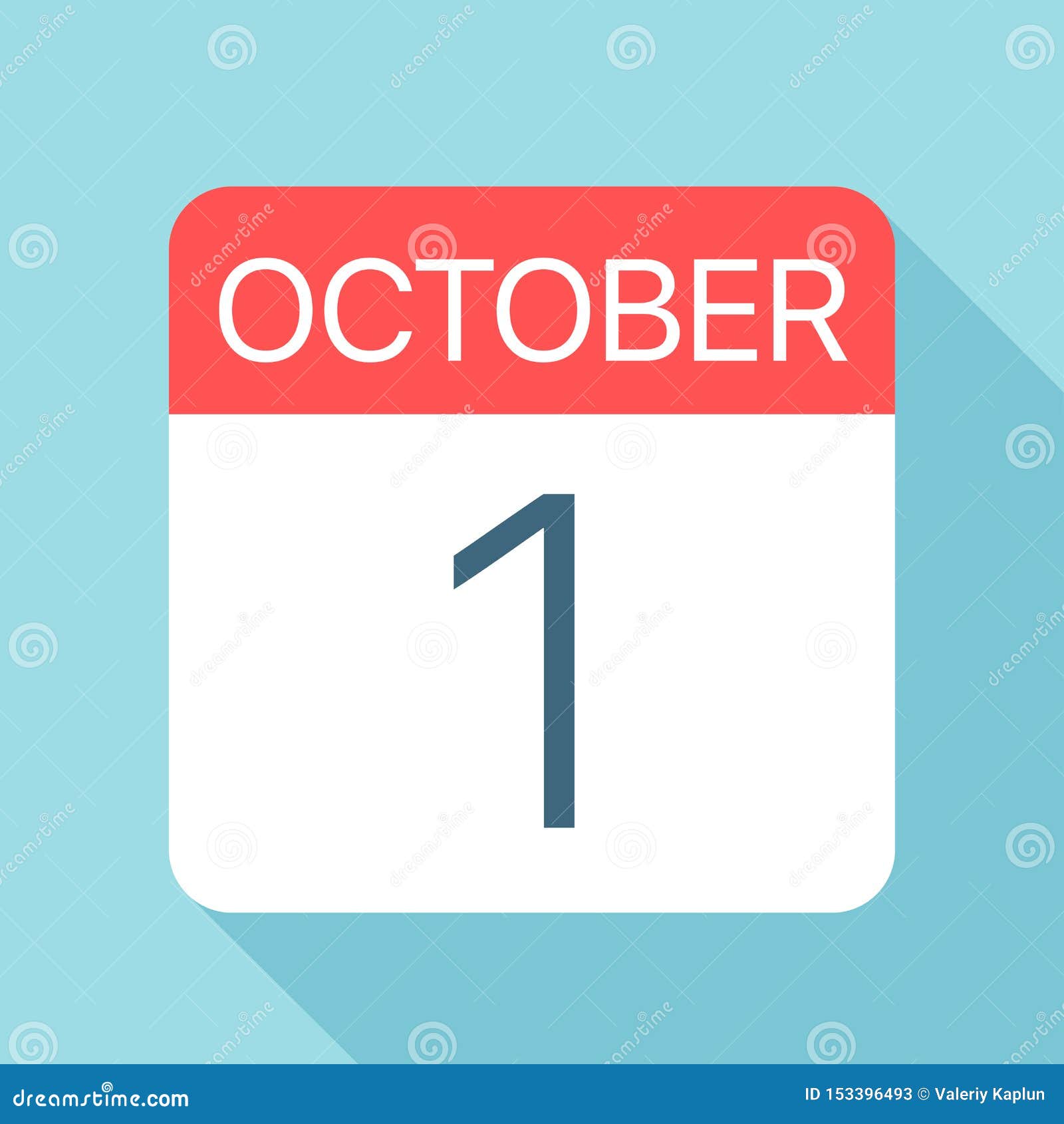 October 1 - Calendar Icon. Vector Illustration of One Day of Month ...