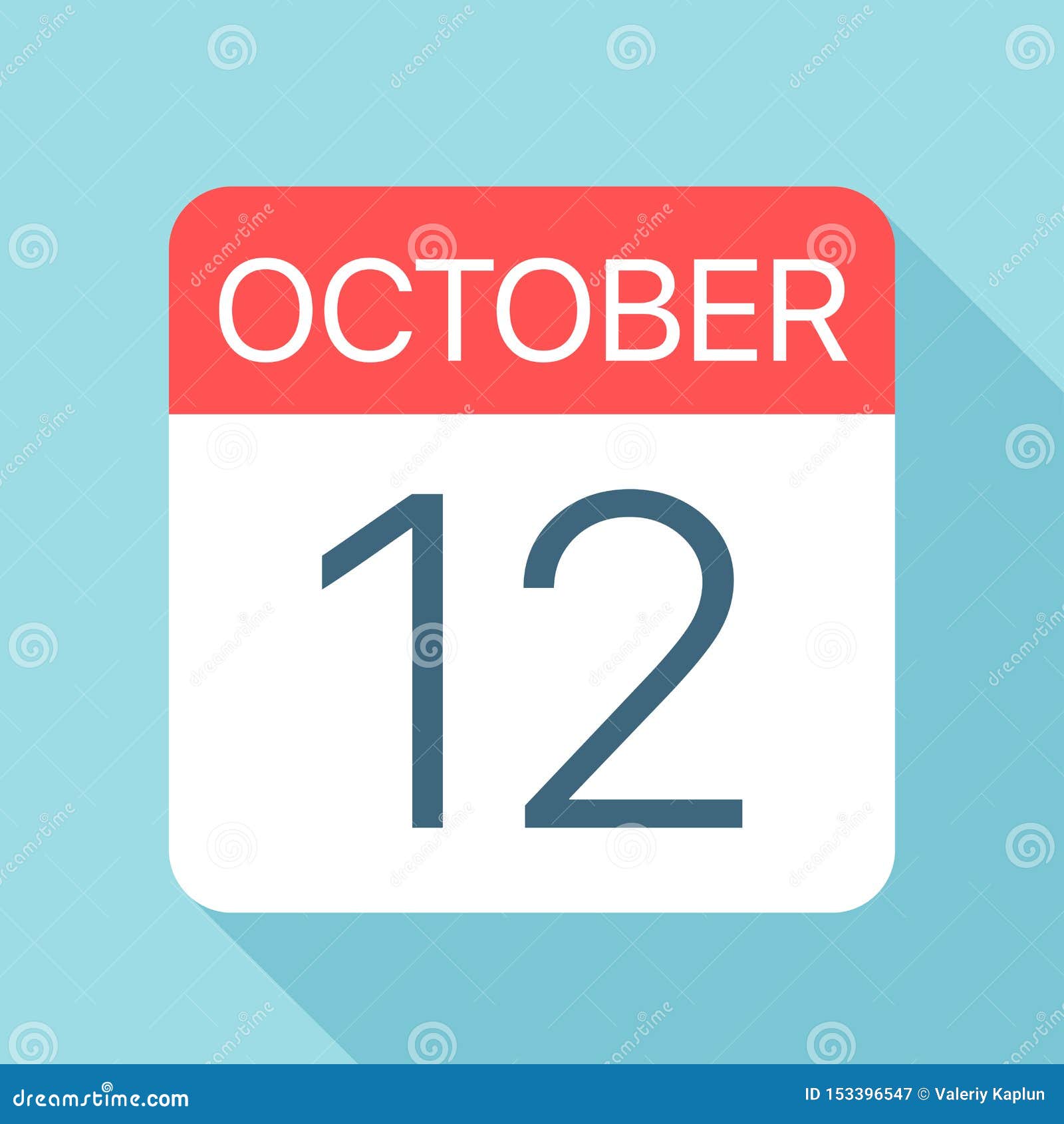 October 12 - Calendar Icon. Vector Illustration of One Day of Month ...
