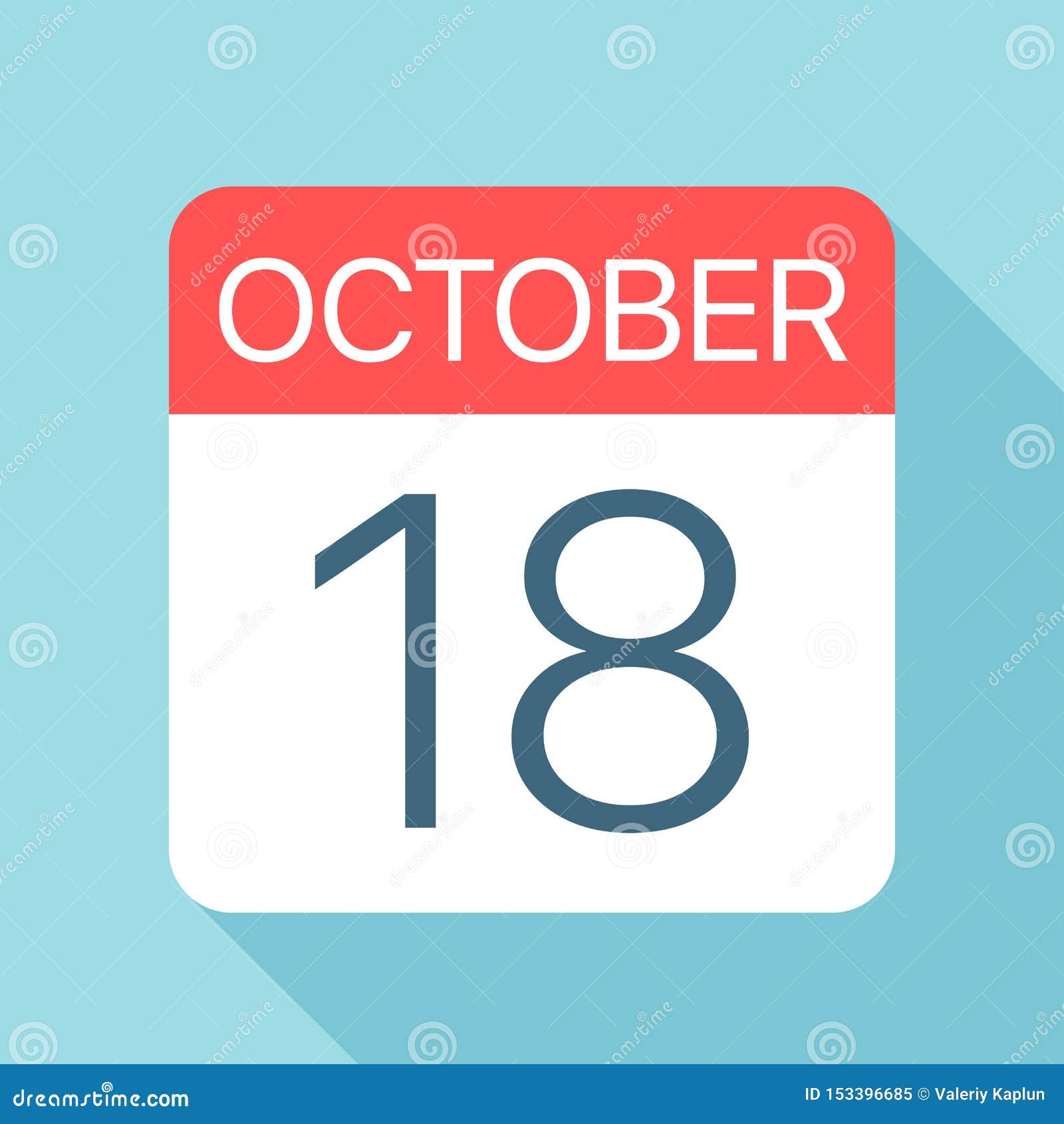 October 18 - Calendar Icon. Vector Illustration of One Day of Month ...