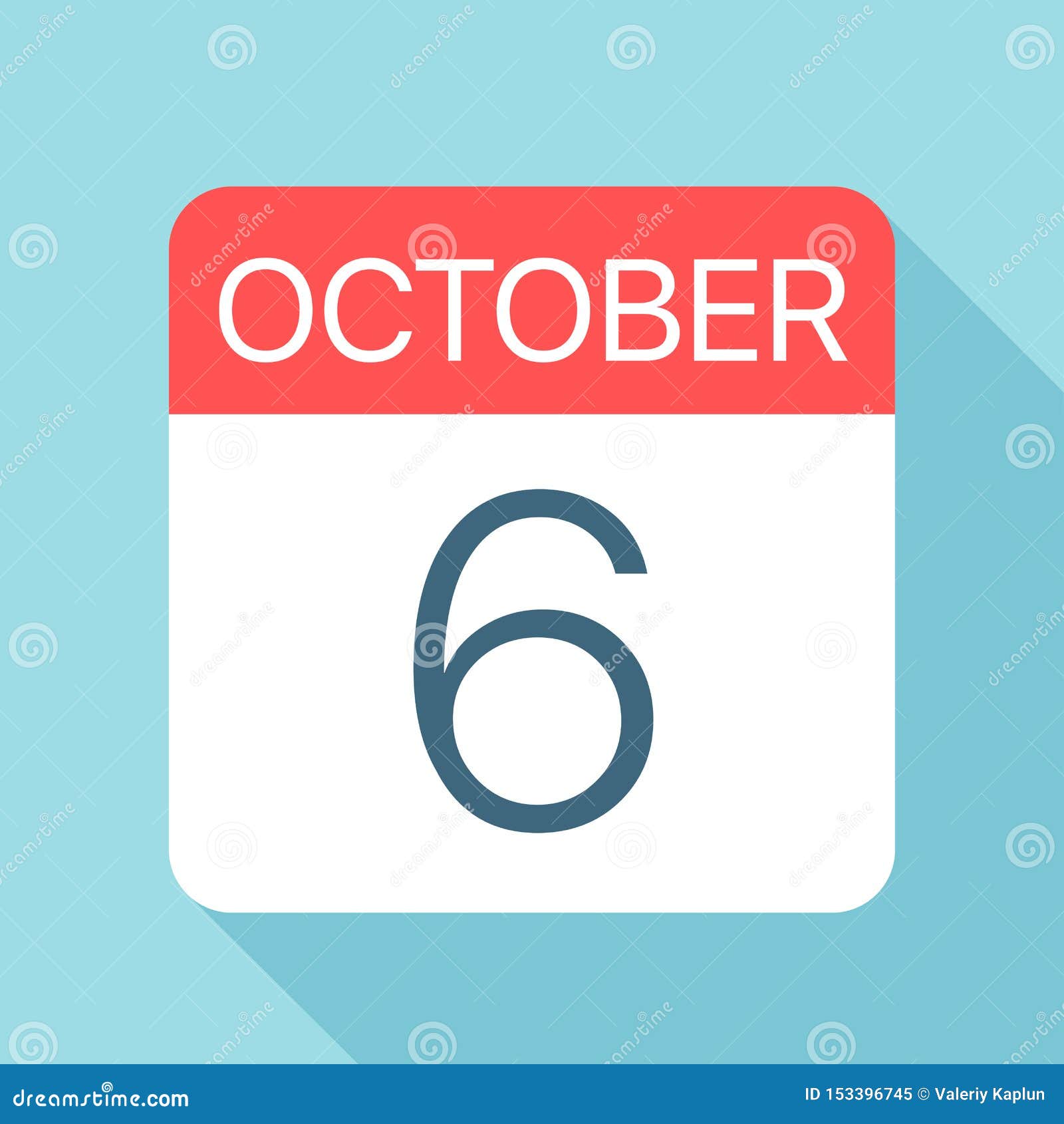 October 6 - Calendar Icon. Vector Illustration of One Day of Month ...