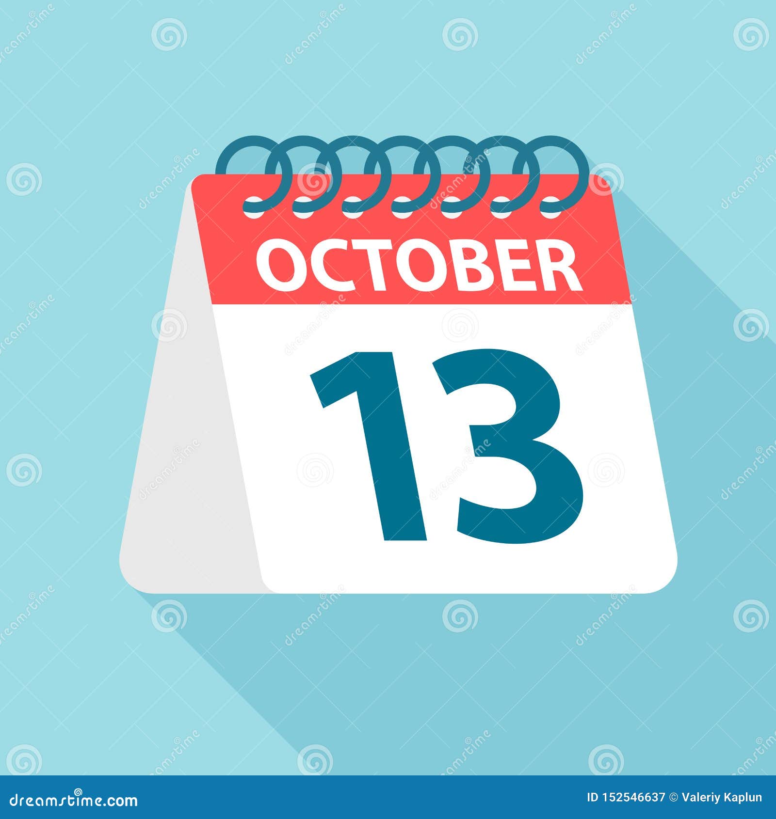 October 13 - Calendar Icon. Vector Illustration of One Day of Month ...