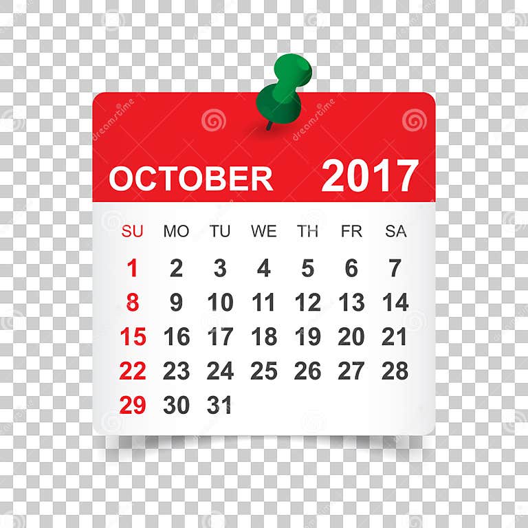 October 2017 Calendar stock illustration. Illustration of week - 85154703