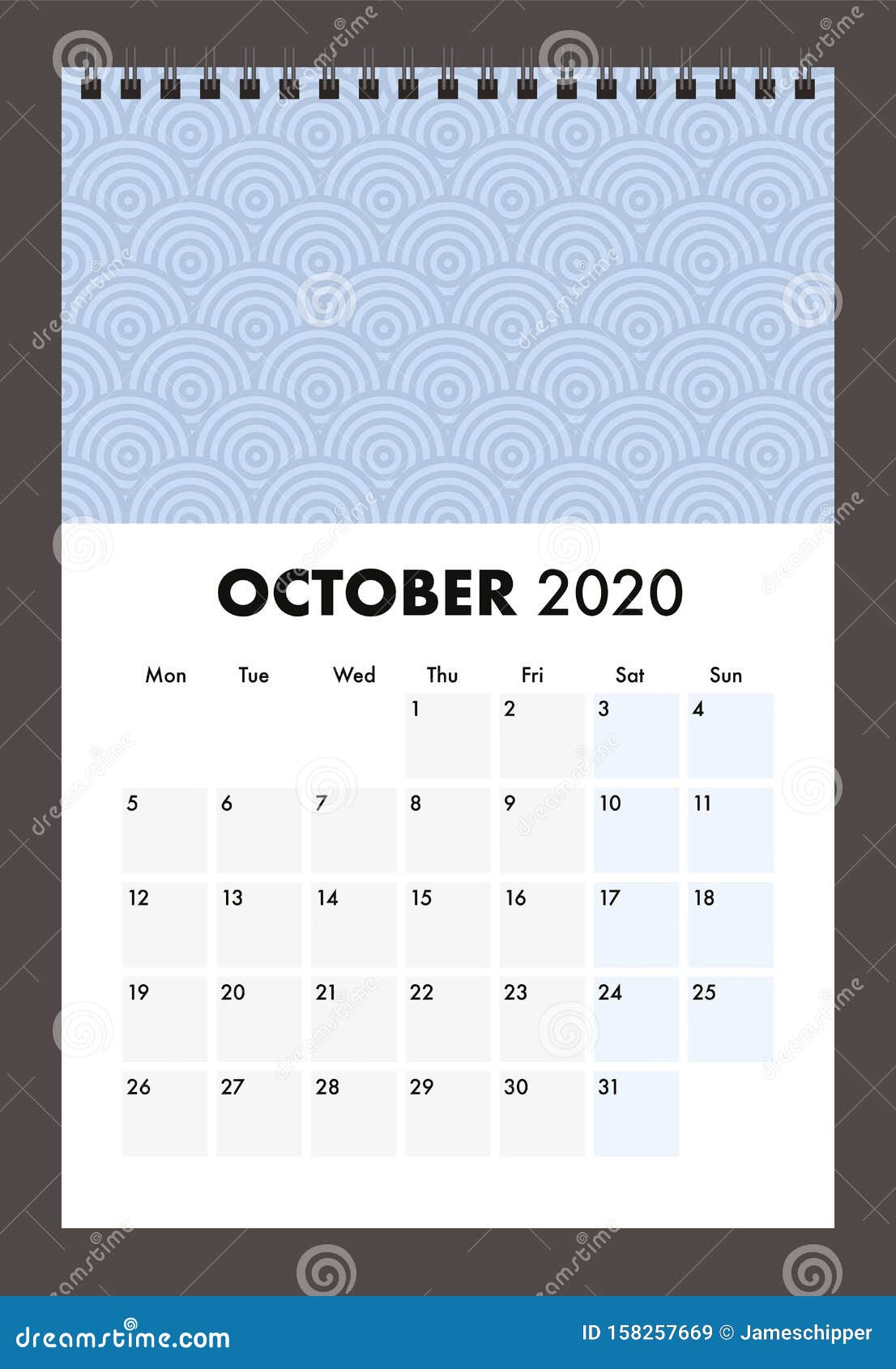 OCTOBER 2020 Template, Desk Calendar 2020, Trendy Background, Vector ...