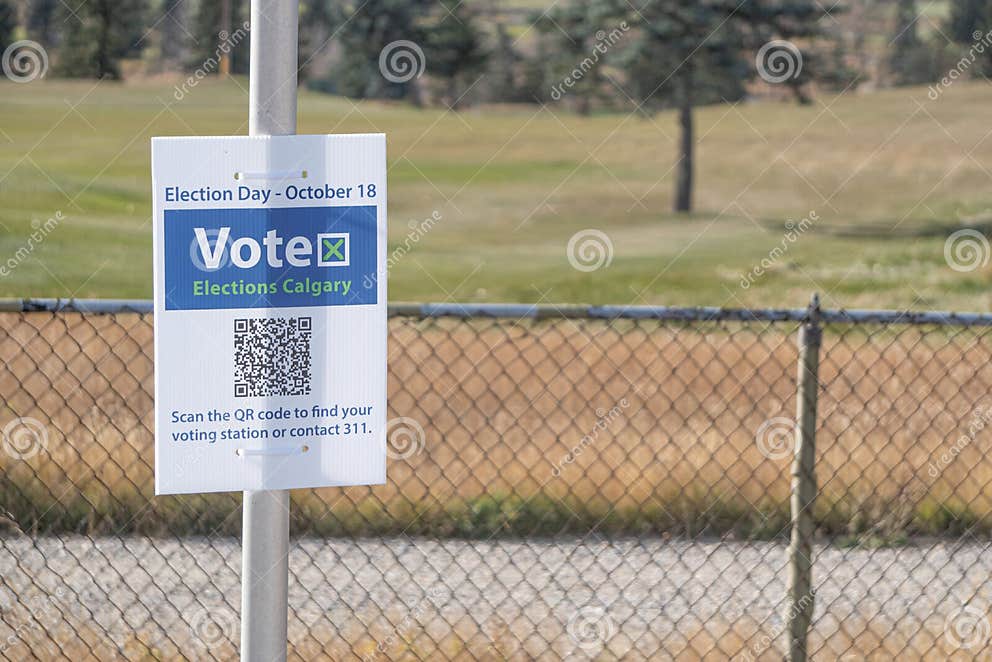16 October 2021 - Calgary Alberta Canada - Elections Canada Sign with ...
