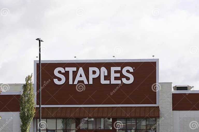 14 October 2019 - Calgary , Alberta, Canada - Staples Logo on ...