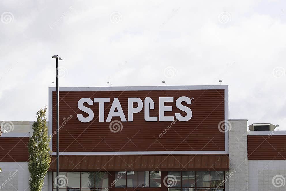 14 October 2019 - Calgary , Alberta, Canada - Staples Logo on ...
