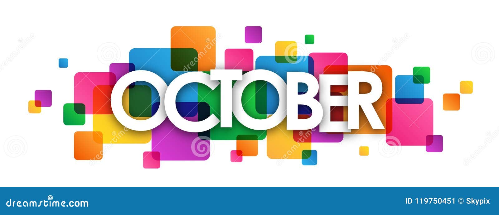 OCTOBER Colorful Overlapping Squares Banner Stock Vector - Illustration ...