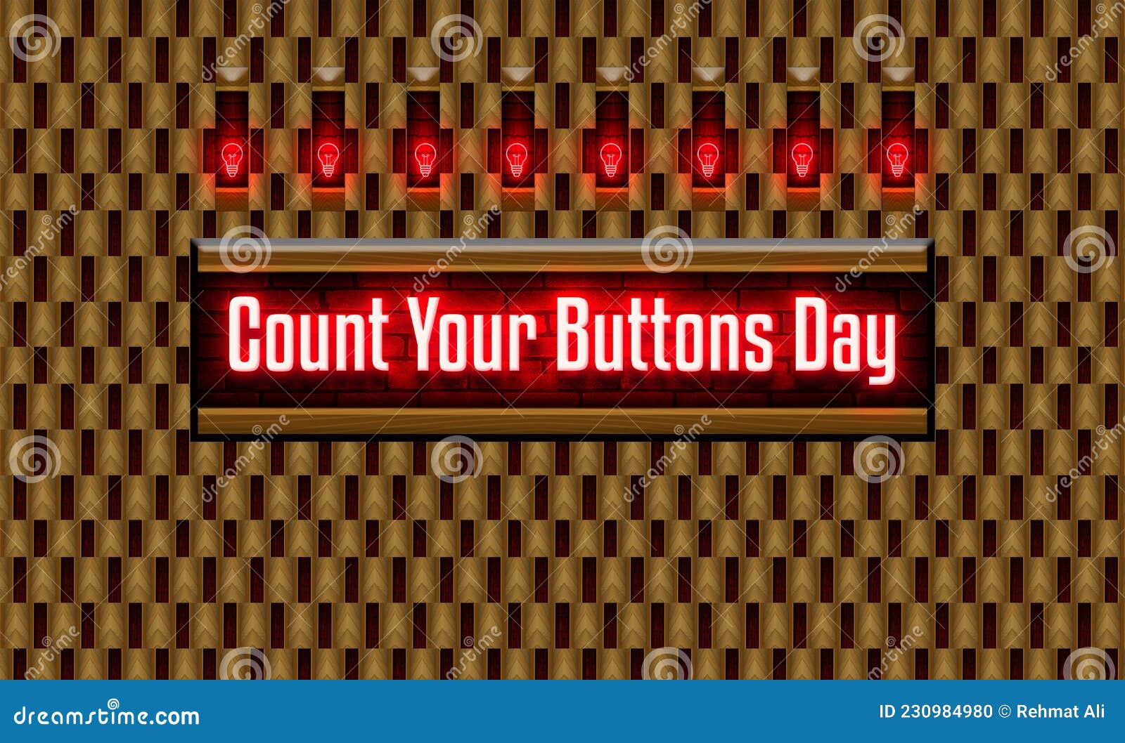 October, Count Your Buttons Day, Neon Text Effect on Bricks Background ...