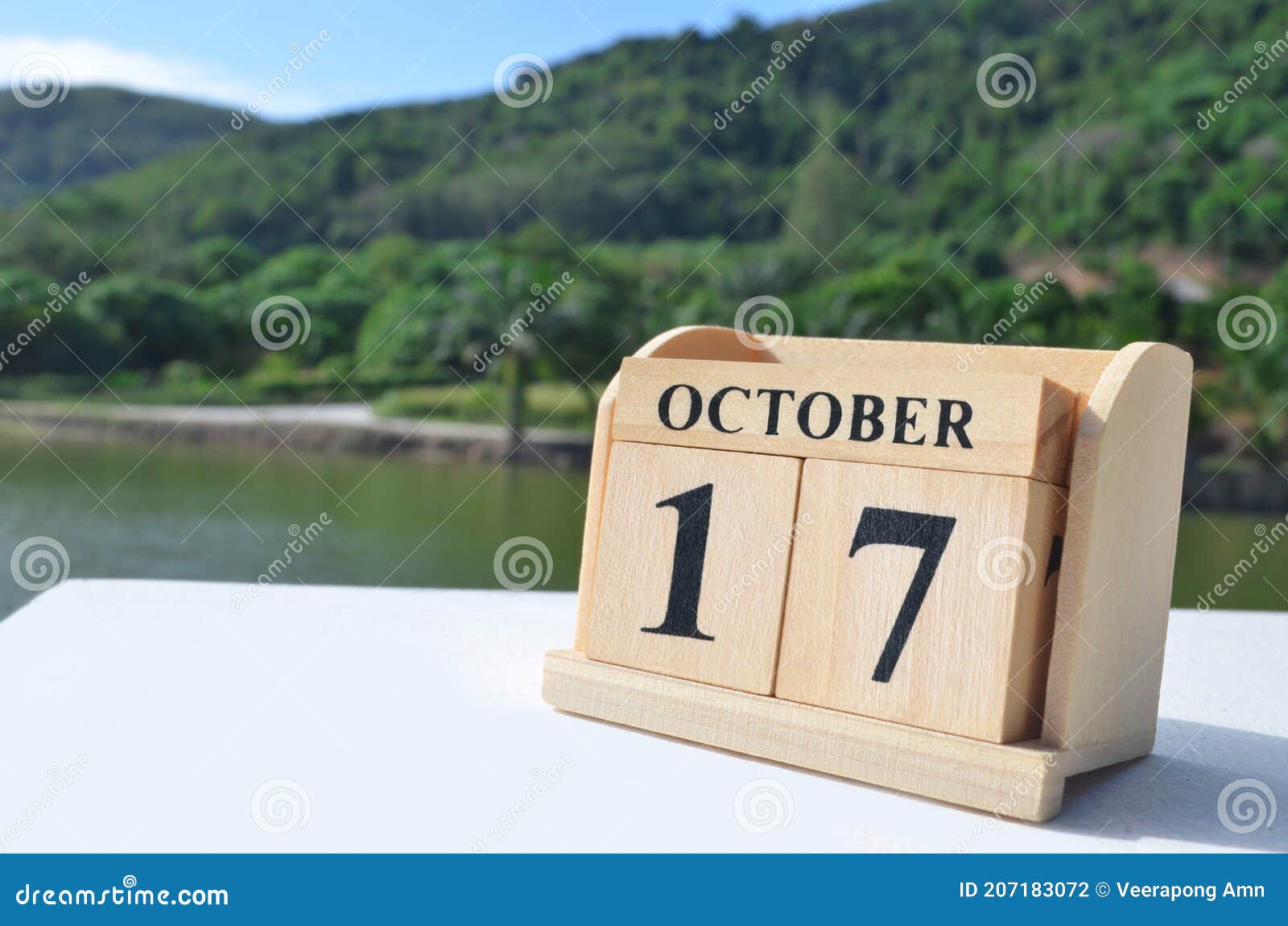 October 17, Date Design with Number Cube on White Table, Cover Design ...