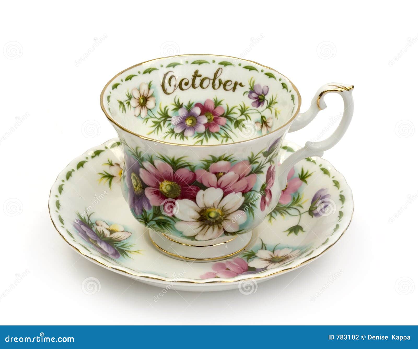 October Cup and Saucer stock photo. Image of english, purple - 783102